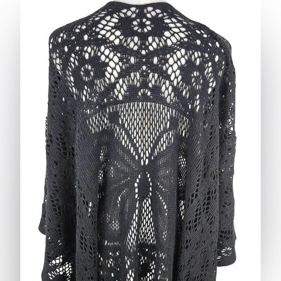 Sweaters | Crochet Open Weave Butterfly Fringe Shawl | Poshmark